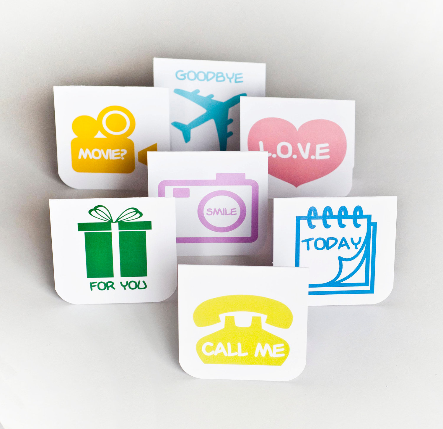 7pcs Of Blank Mini Cards (icon Themed) on Luulla